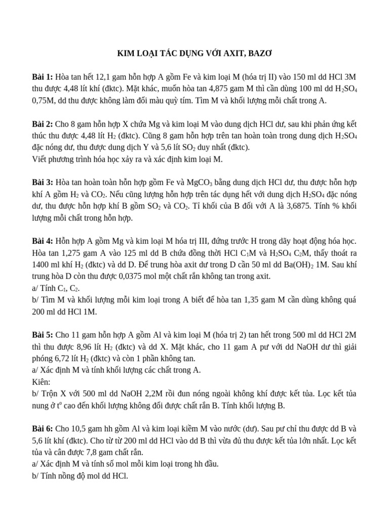 KL + Axit, Bazo | PDF