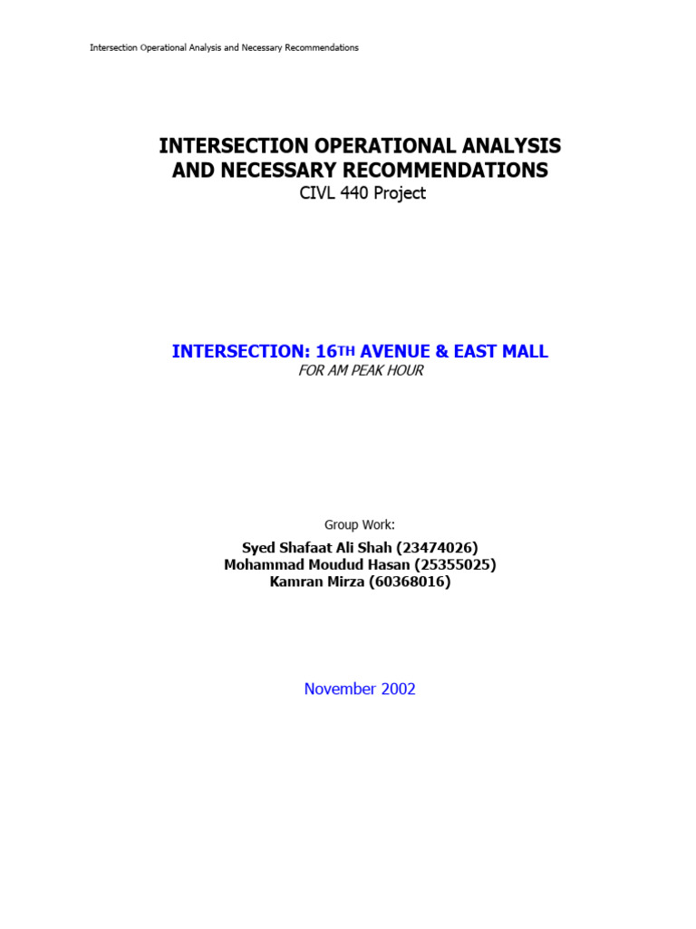 Intersection Analysis | PDF