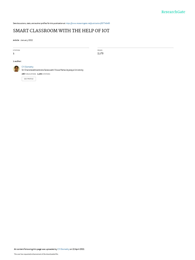 Smart Classroom With The Help of Iot | PDF