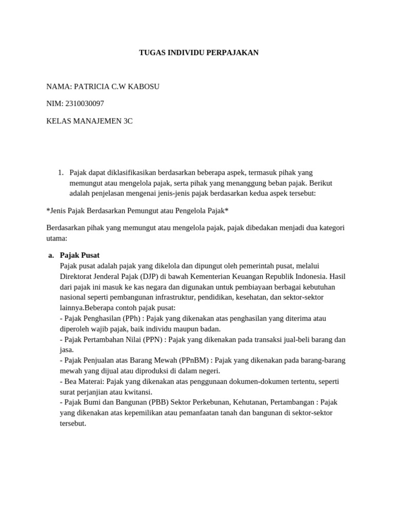 Tugas Individu Perpajakan | PDF