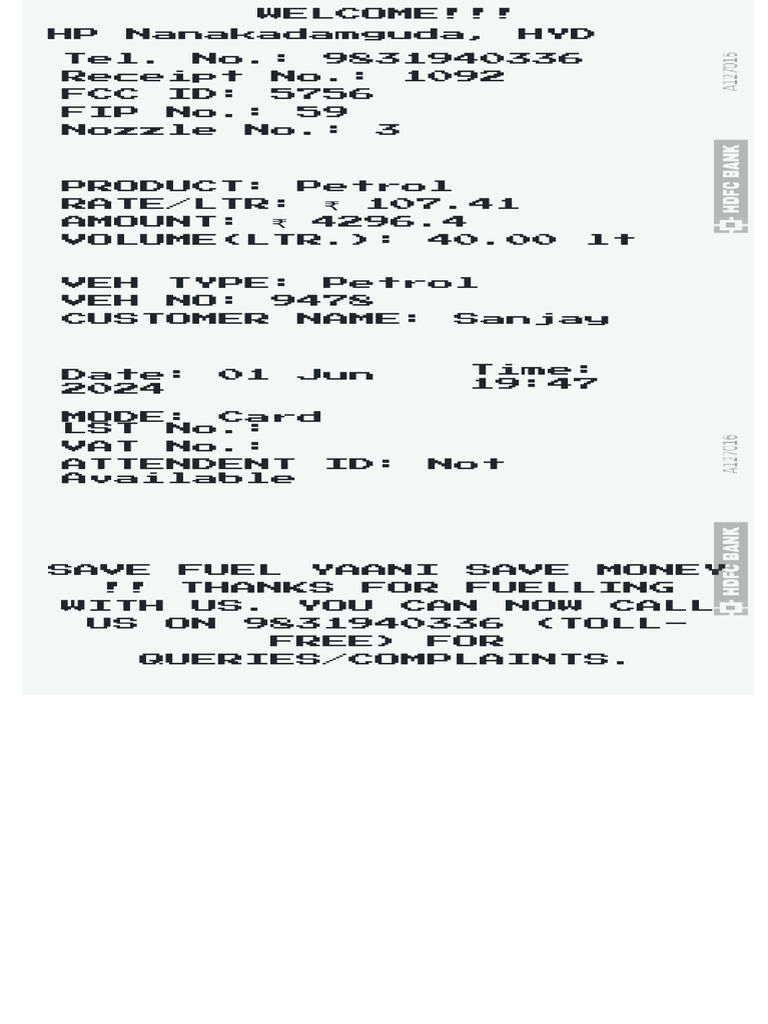 Fuel Bill Template 4 | PDF