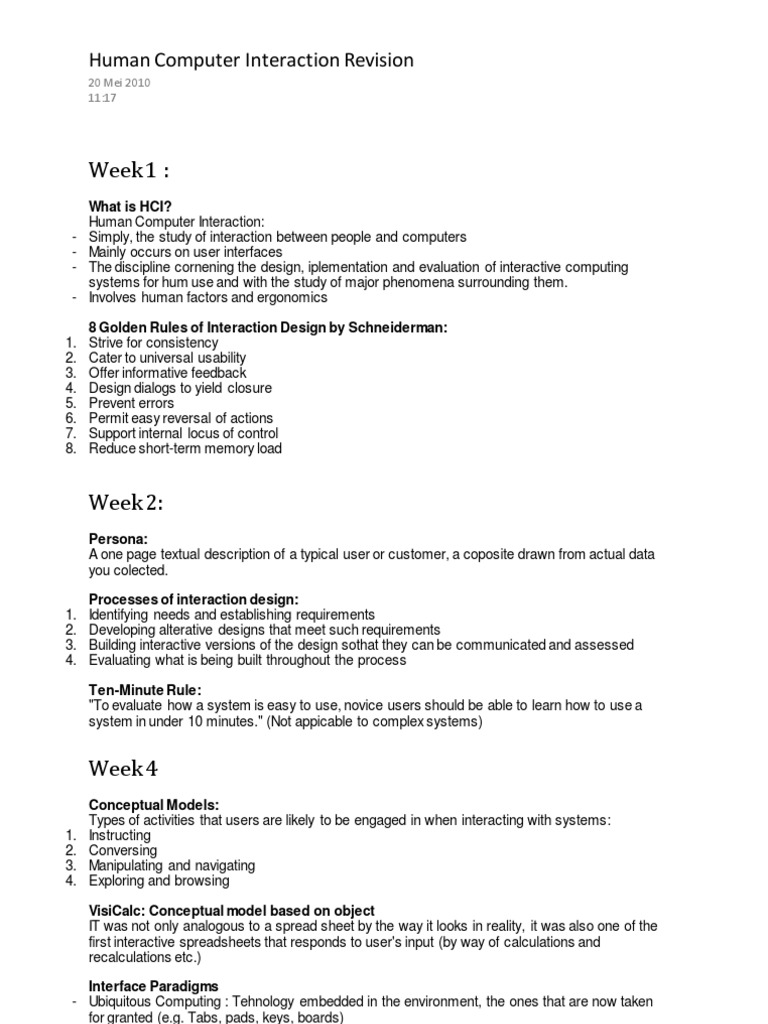Human Computer Interaction Revision | PDF | Usability | Human–Computer Interaction