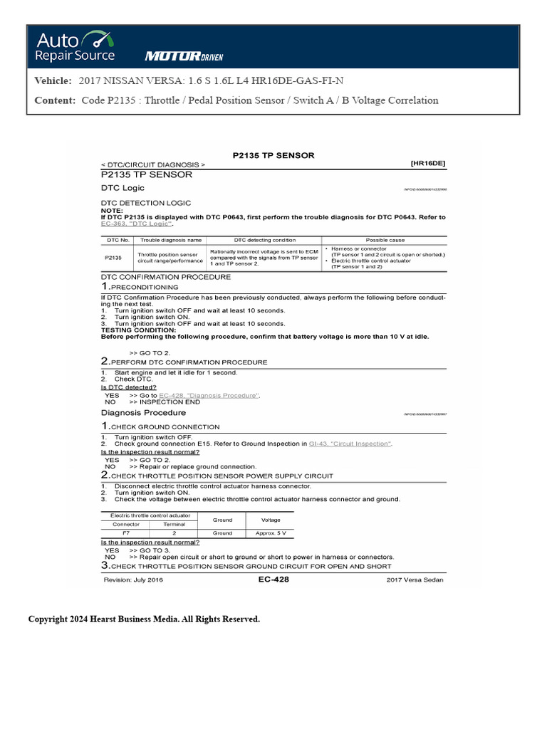 DTC P2135 Nissan | PDF