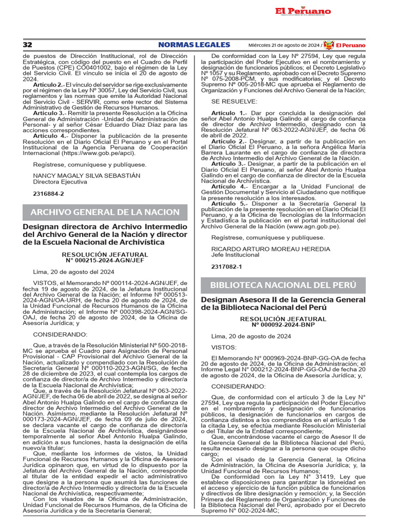 Archivo General de La Nacion: Normas Legales | PDF