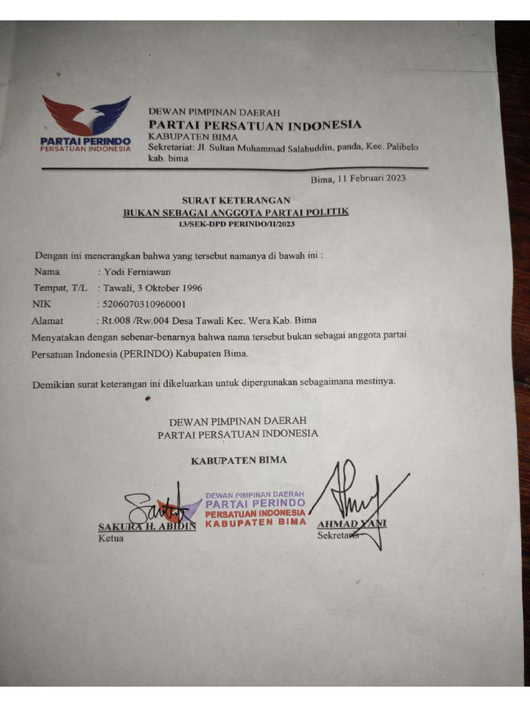 Yodi Surat Partai | PDF