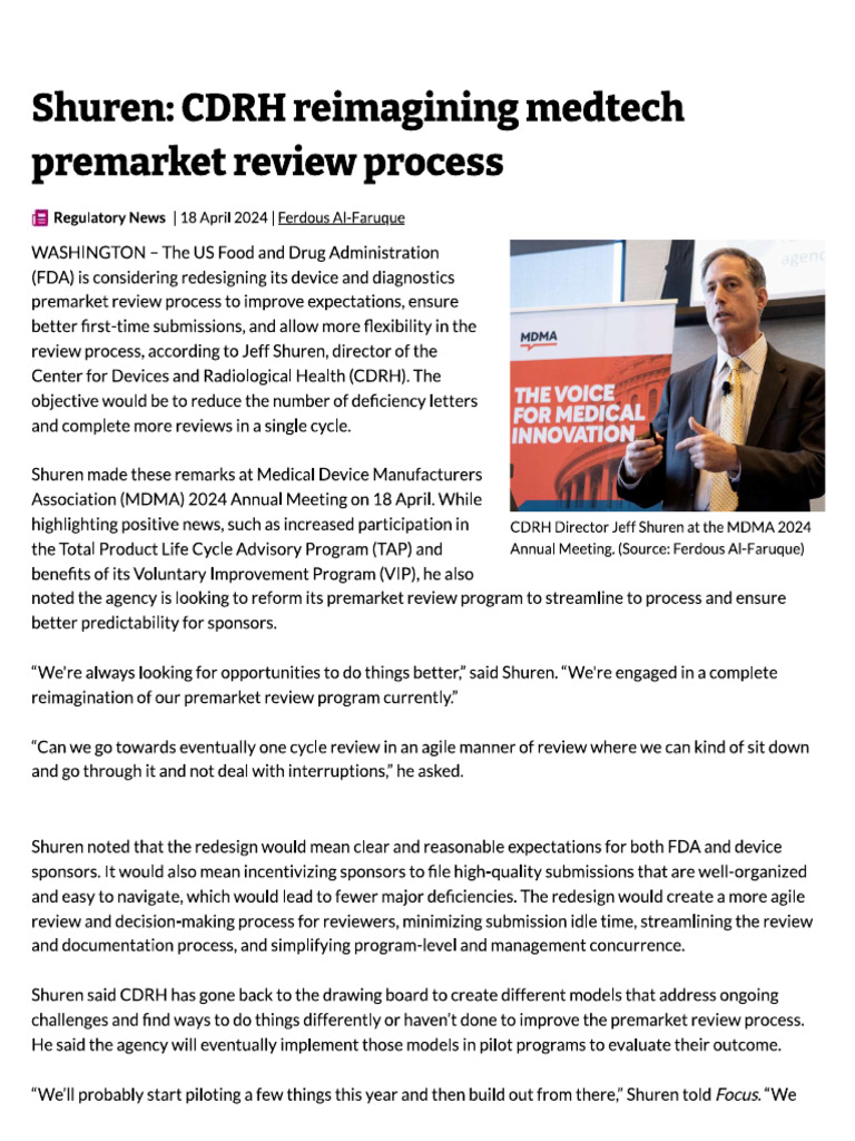 FDA Premarket Review Process | PDF