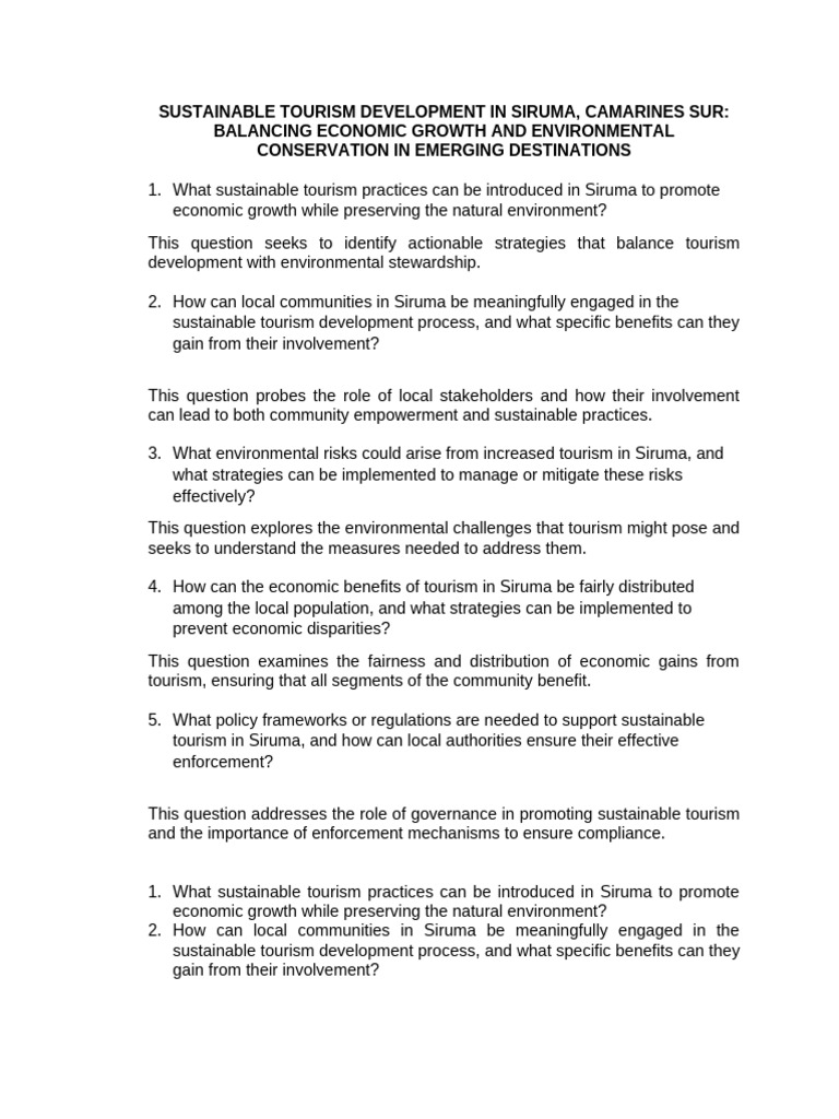Sustainable Tourism Development Pdf