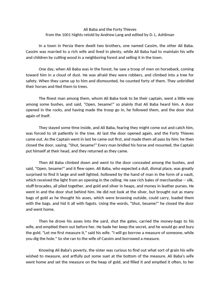 Ali Baba and The Forty Thieves | PDF