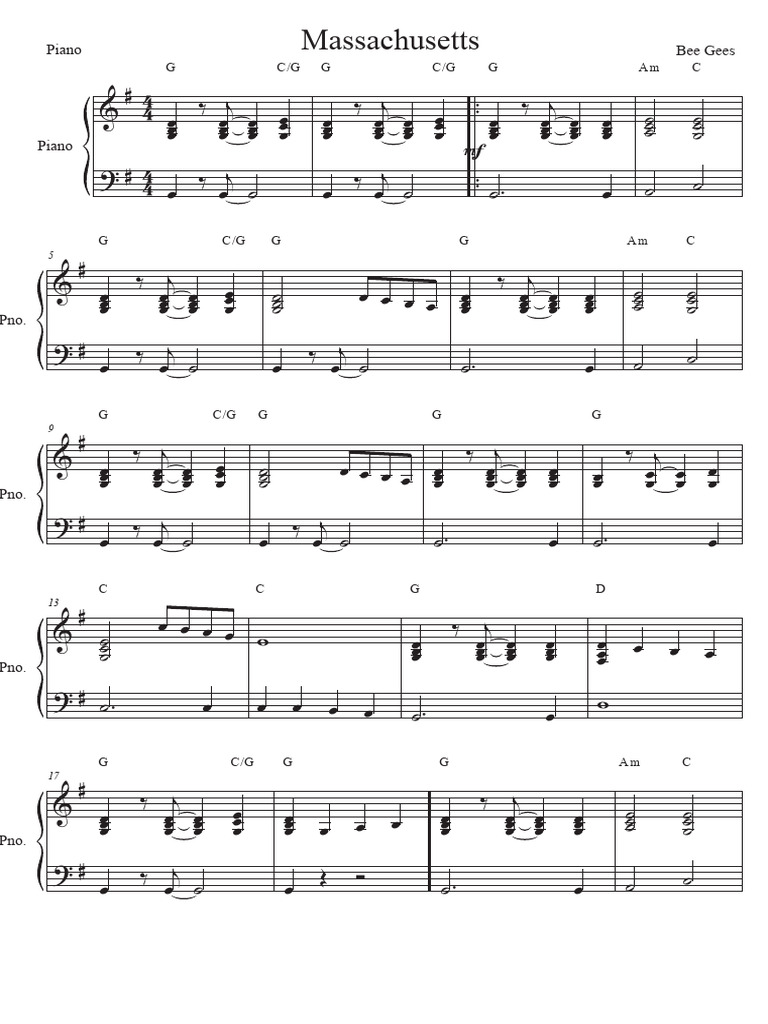 Massachusetts - Piano | PDF