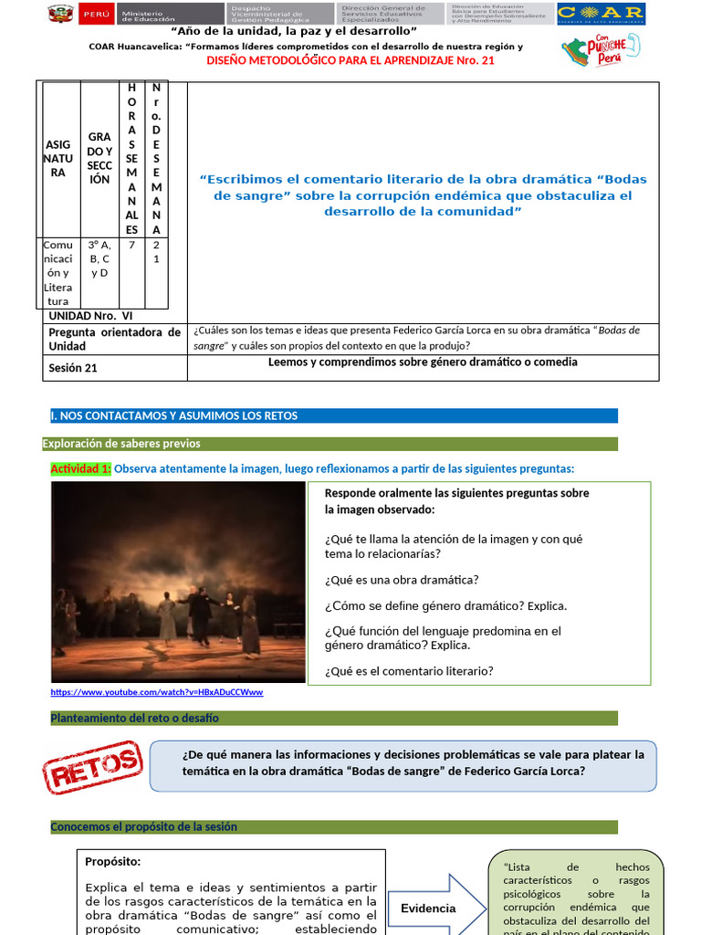 DMpA 21 - TERCERO - COMUNICACIÓN YLITERATURA | PDF | Federico García Lorca | Teatro