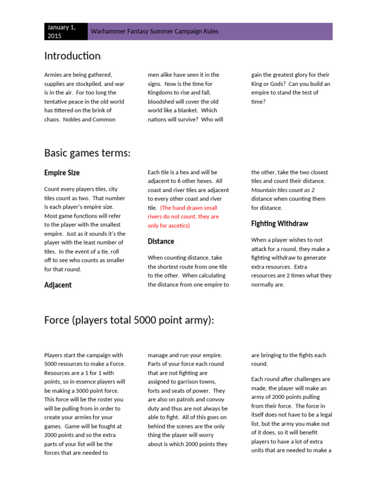 Warhammer Fantasy Campaign Rules Guide | PDF | Siege | Sports & Recreation