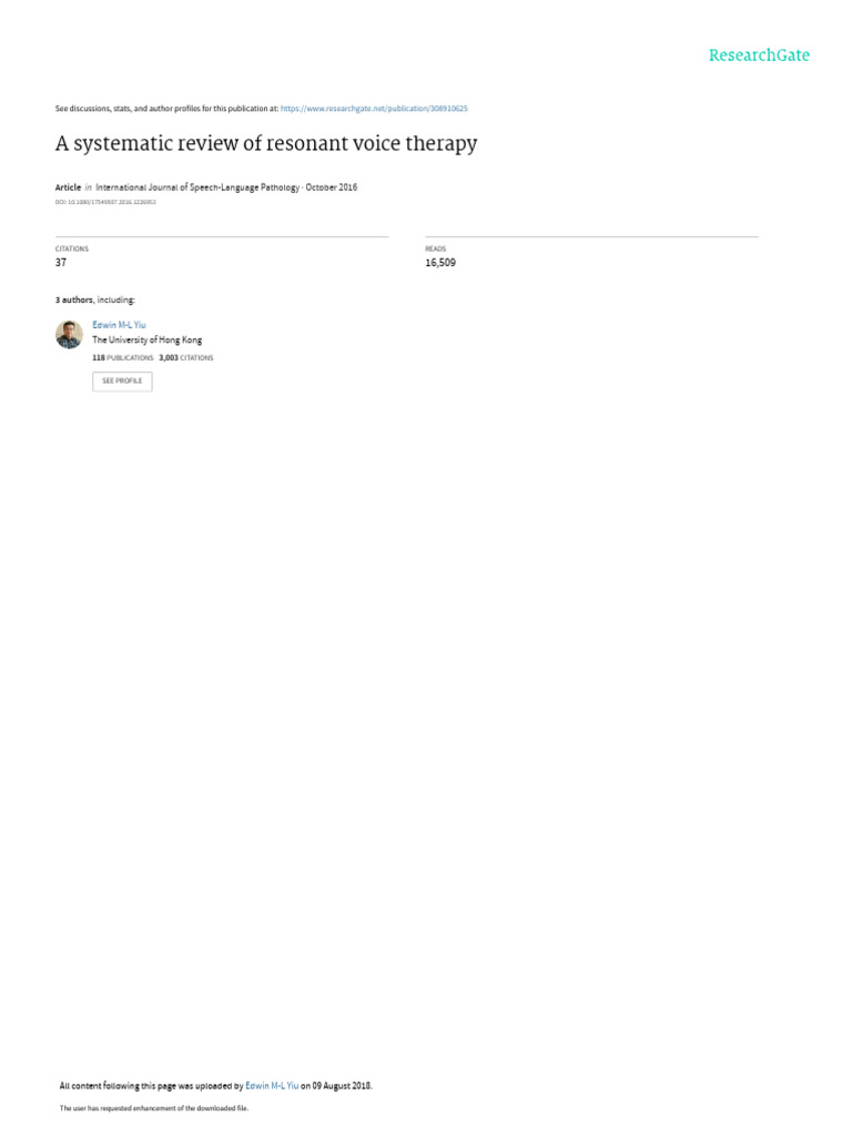 A Systematic Review of Resonant Voice Therapy: International Journal of ...