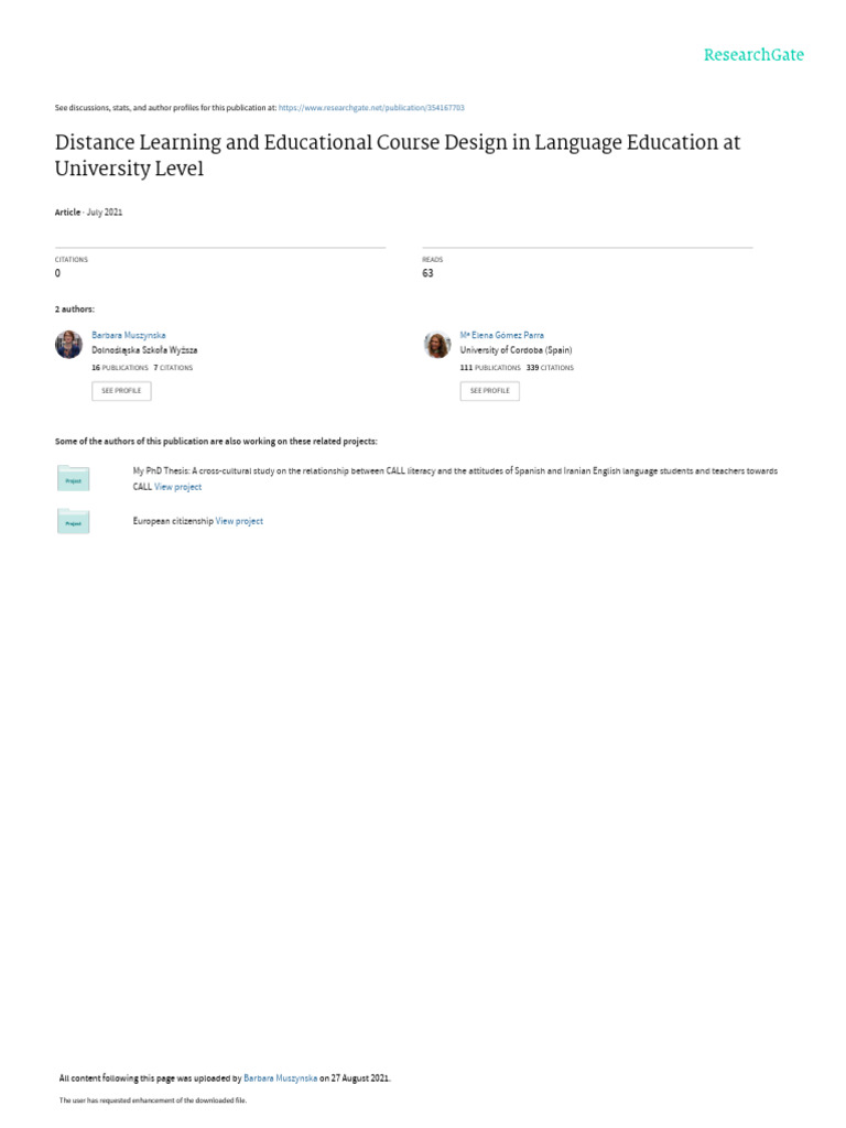 Article Distance Learningand Educational Course Designin Language ...