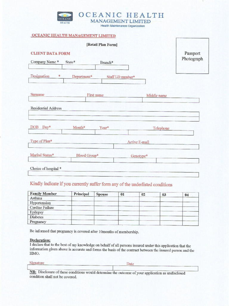 Current Hmo Form | PDF