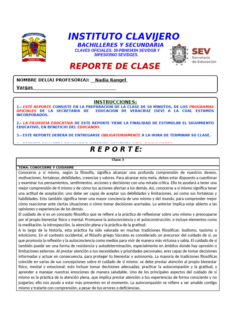 PRIMER SEMESTRE B, HUMANIDADES 1, Clase 3, Conocerme y Cuidarme. | PDF