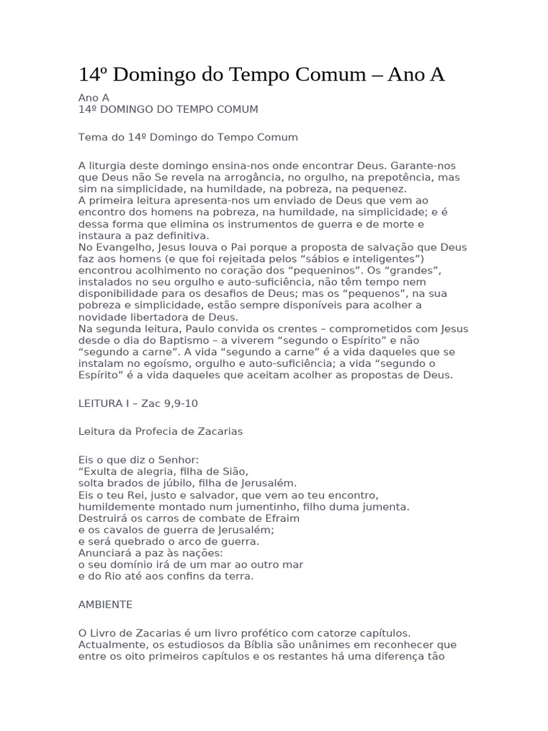 14º Domingo Do Tempo Comum | PDF