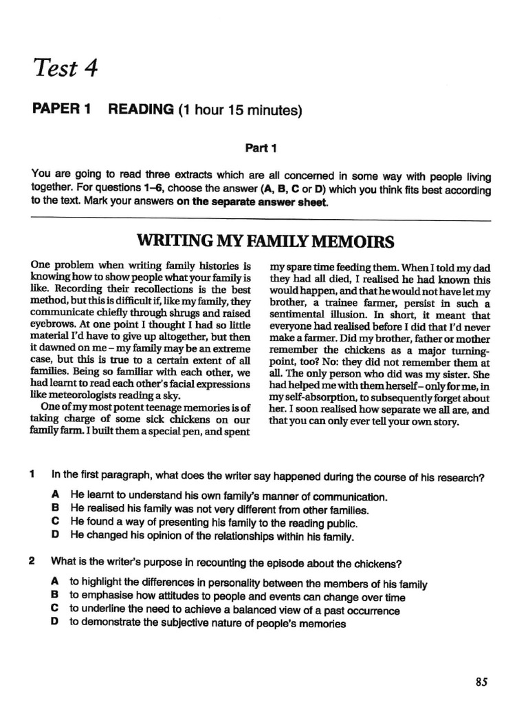 Reading Exam Practice 8 + Key | PDF
