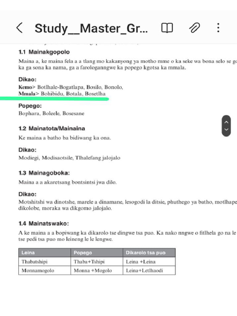 Setswana Parts of Speech Notes | PDF