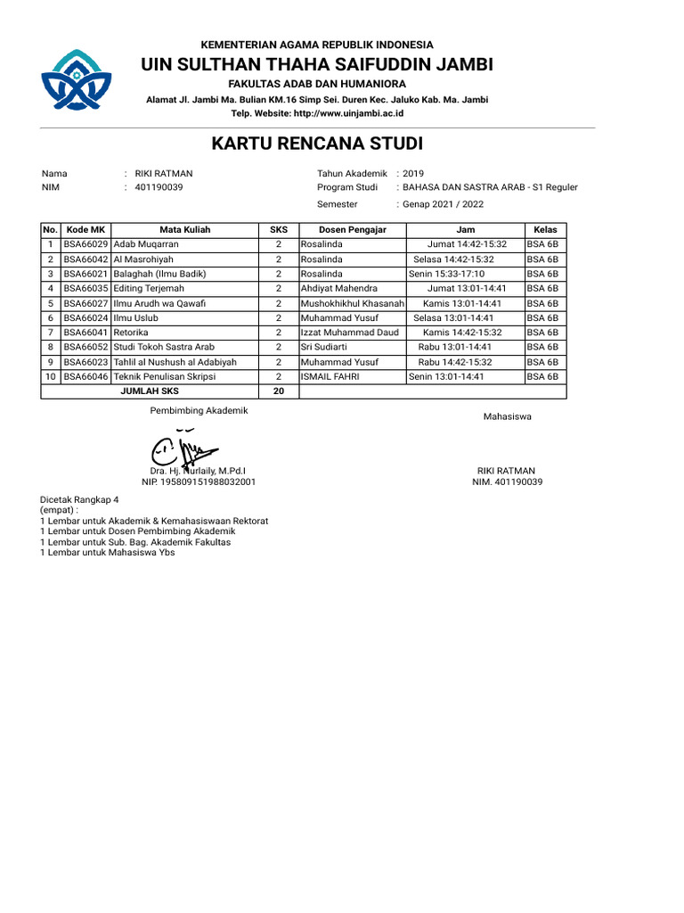 Krs Semester 6 | PDF