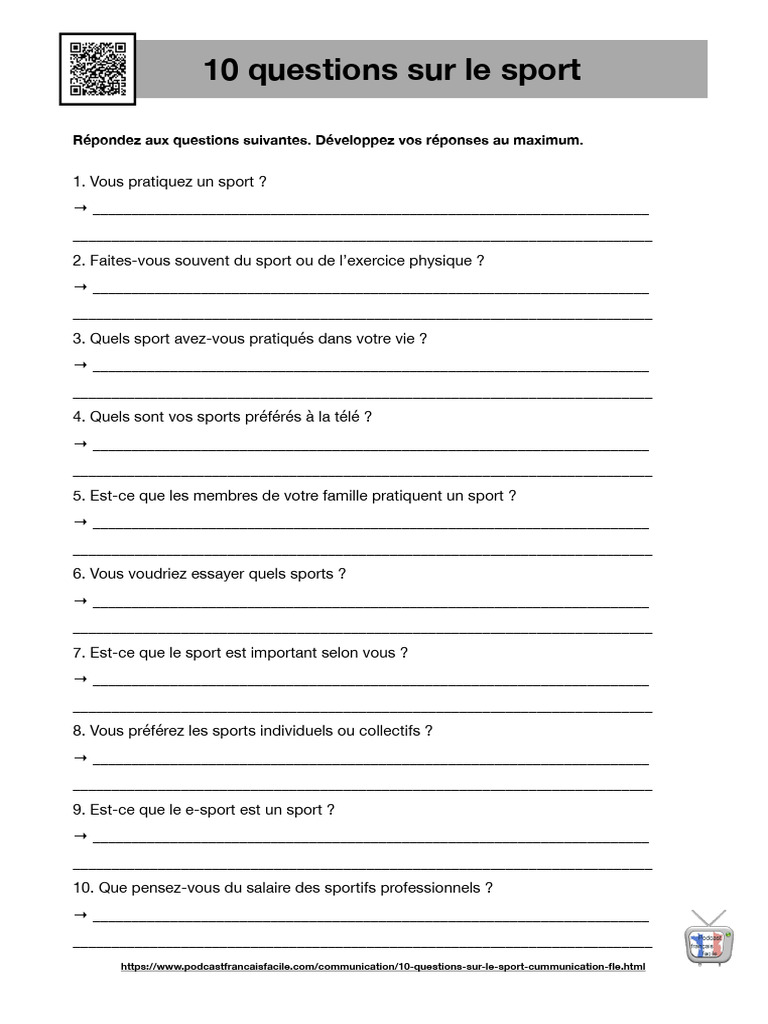 10 Questions Sur Le Sport | PDF