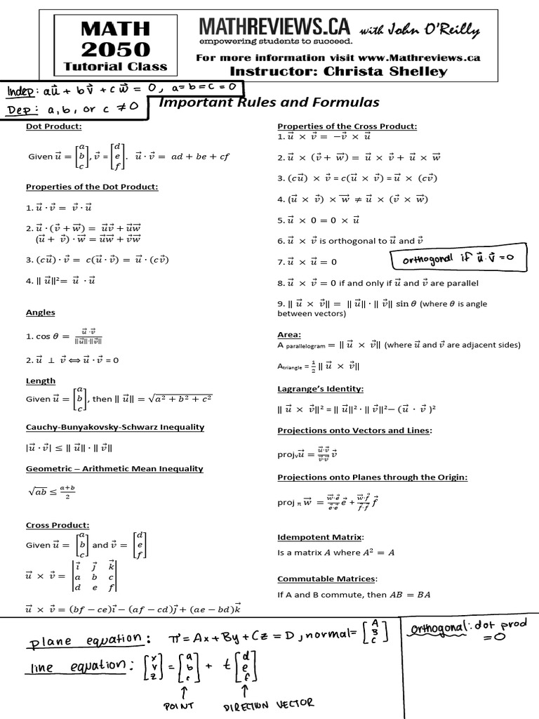 Math 2050 Finals Summary | PDF
