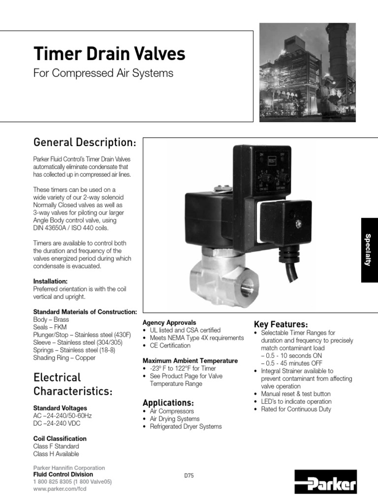 General Purpose Solenoid Valves Cat fcdfl0911 Spec Time Drainer Valves ...