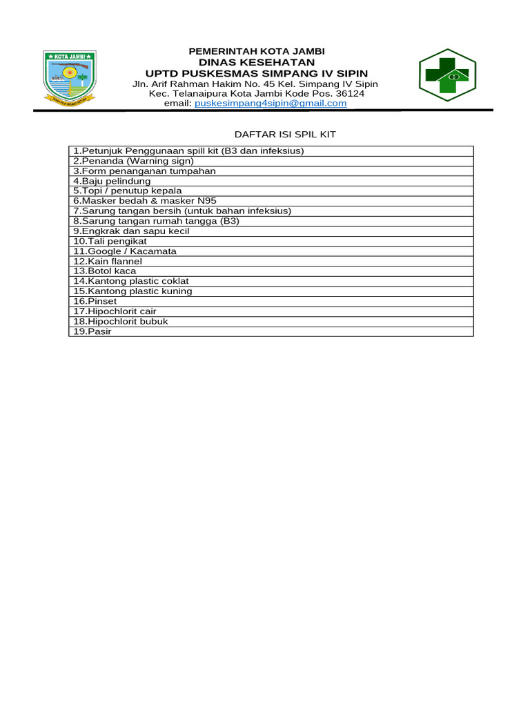 DAFTAR ISI SPILL KIT 1.4.3.d | PDF