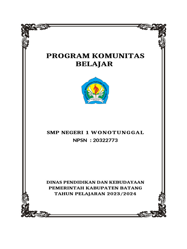 Program Kombel SMP Negeri 1 Wonotunggal | PDF | Ilmu Sosial