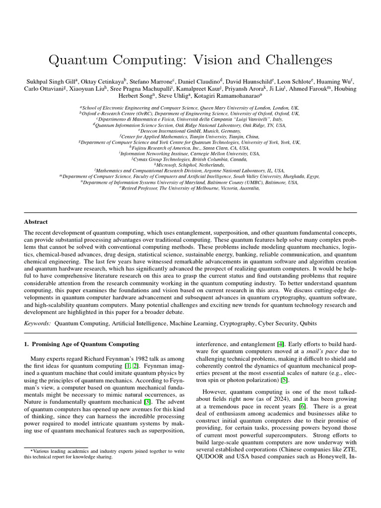 Quantum Computing - Vision and Challenges | PDF | Quantum Computing | Computers