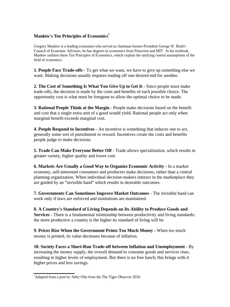 Mankiw Principles of Economics | PDF | Economics | Incentive