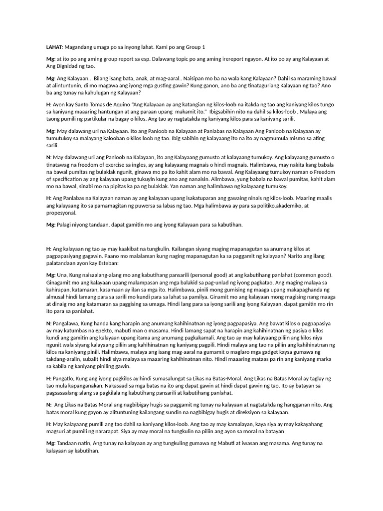 SCRIPT Esp KALAYAAN | PDF