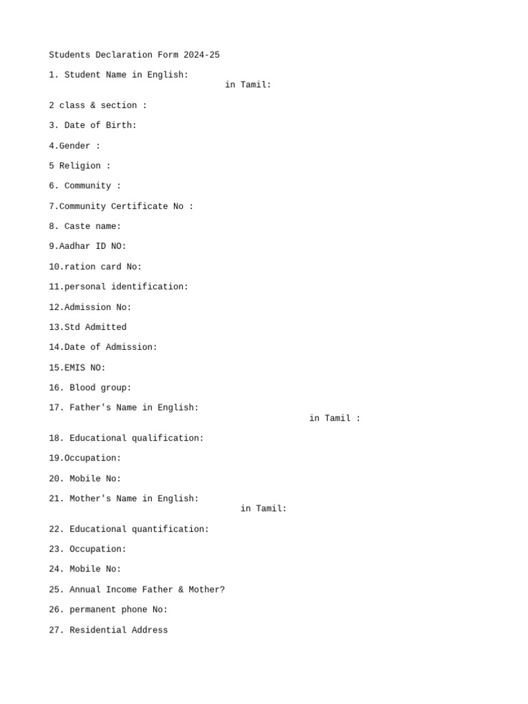 Student Declaration Form | PDF