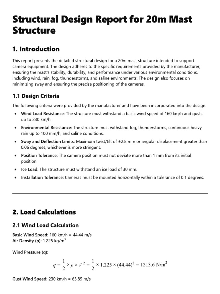 Camera Mast Design | PDF