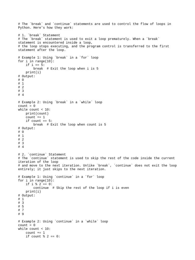 Python Break Continue Pdf 