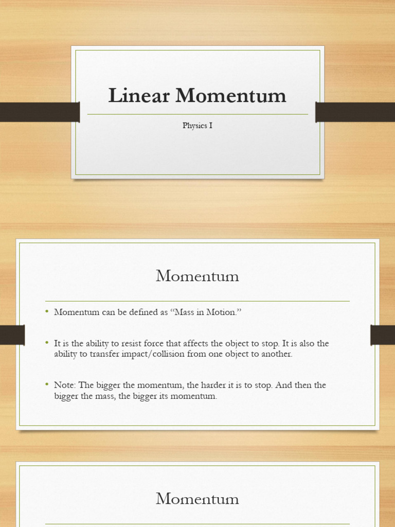 Lecture 5.1 Linear Momentum | PDF