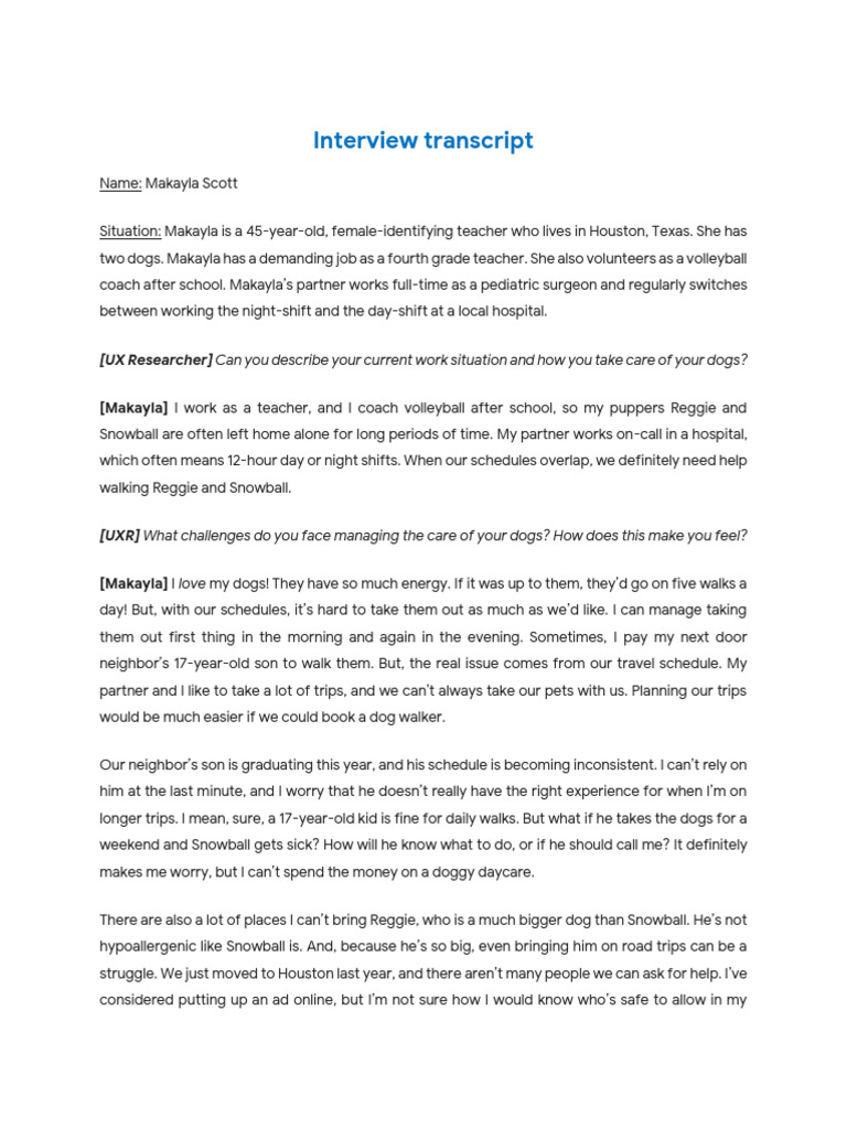 2.3 Makayla Interview Transcript | PDF