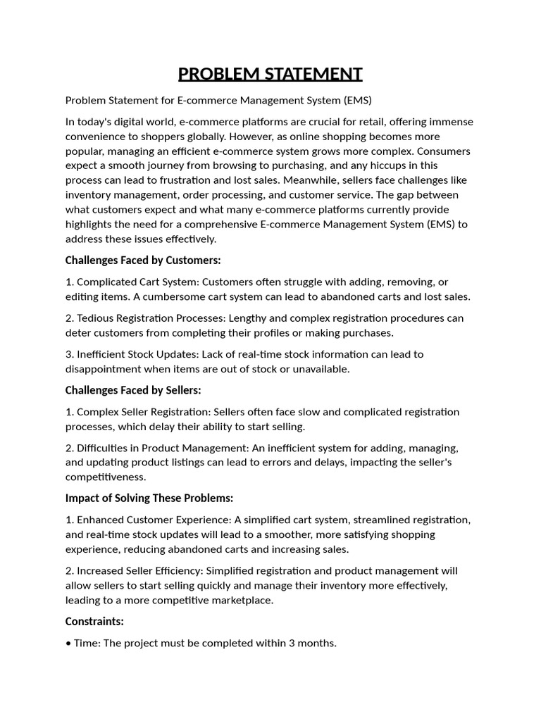 Problem Statement (1) | PDF