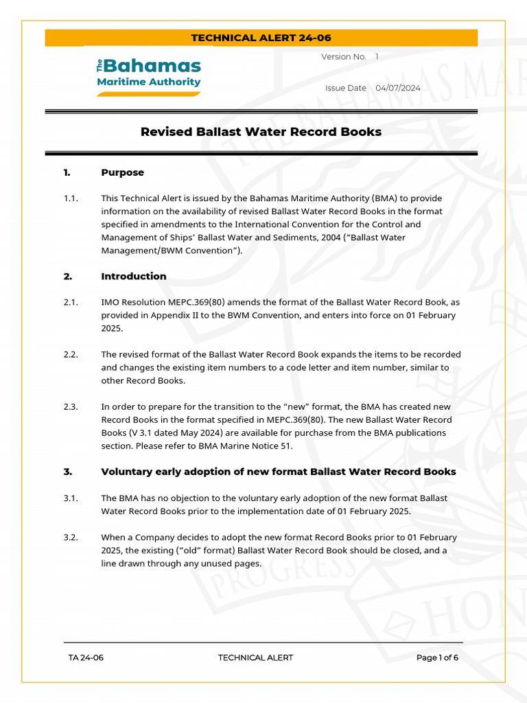 Revised Ballast Water Records | PDF