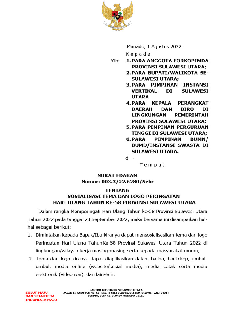 Surat edaran Logo HUT pemprov 2022 111 | PDF
