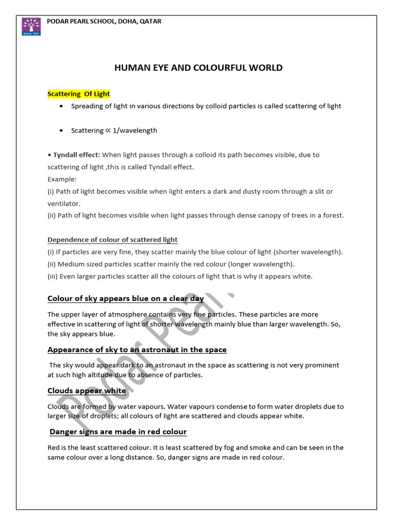 Physics-Human Eye Notes | PDF