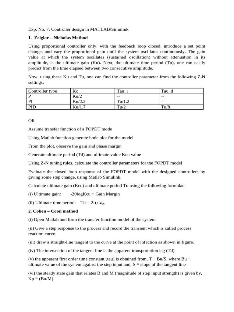 Ex7 - Controller Design in Matlab - Simulink | PDF | Control Theory | Mechanics