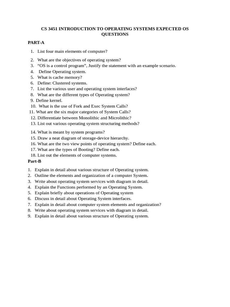 Expected Os Questions Cse | PDF
