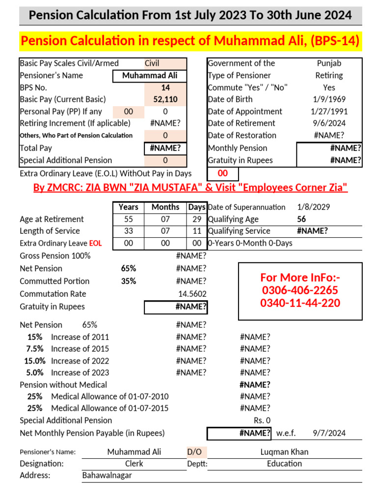 Pension Calculator 2023 | PDF | Employee Benefits | Financial Services