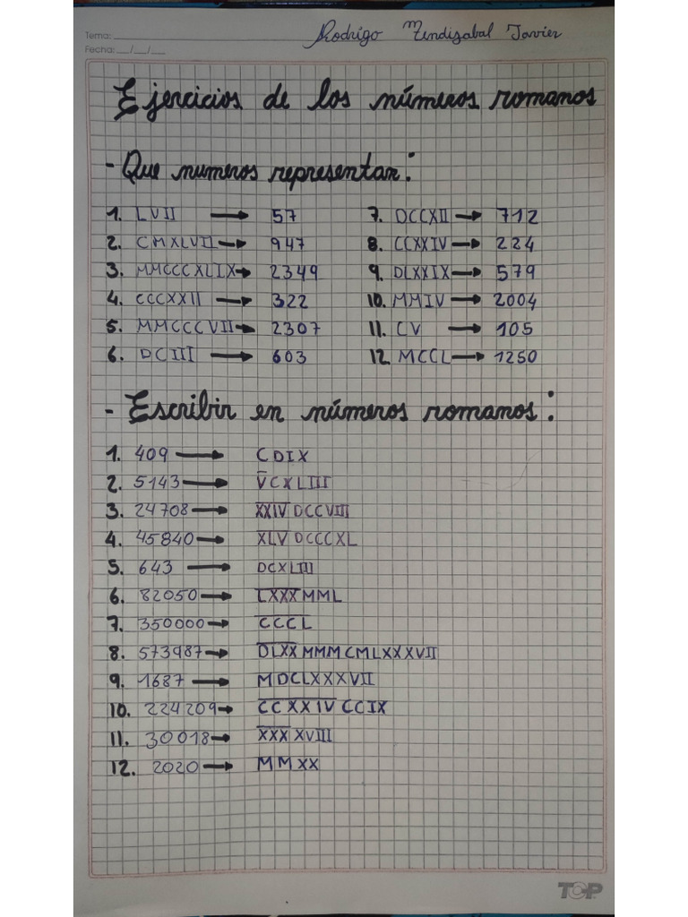 Tarea Números Romanos_pdf | PDF