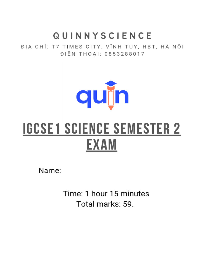 Igcse1 Science Semester 2 Exam 1 | PDF