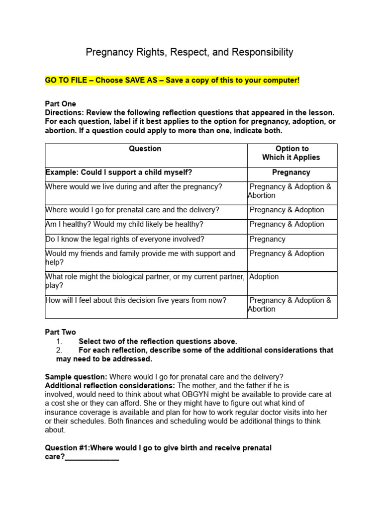 Pregnancy Rights Respect Responsibility | PDF