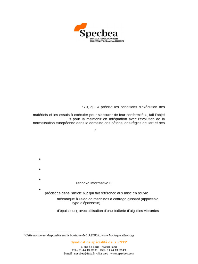 La Norme NF P98 170 Relative Aux Chaussees en Beton | PDF | Béton