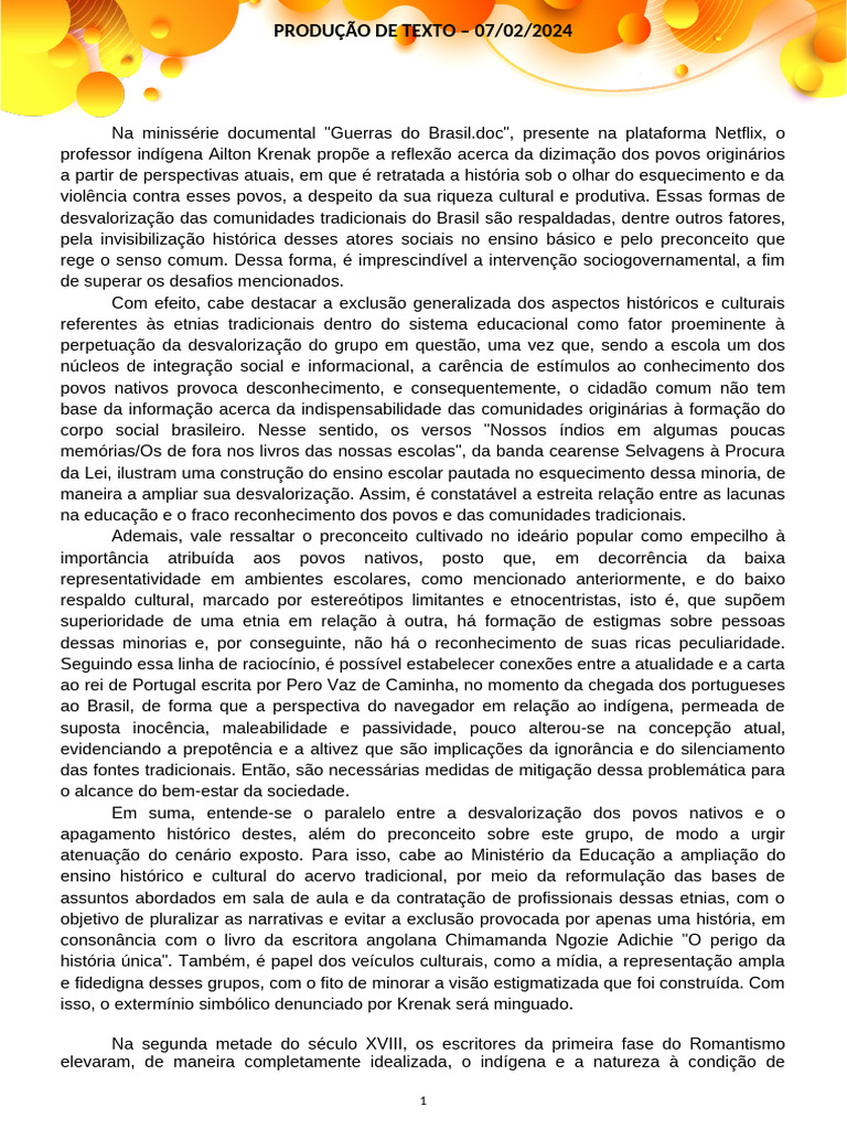 Redação Nota 1000 para Análise | PDF