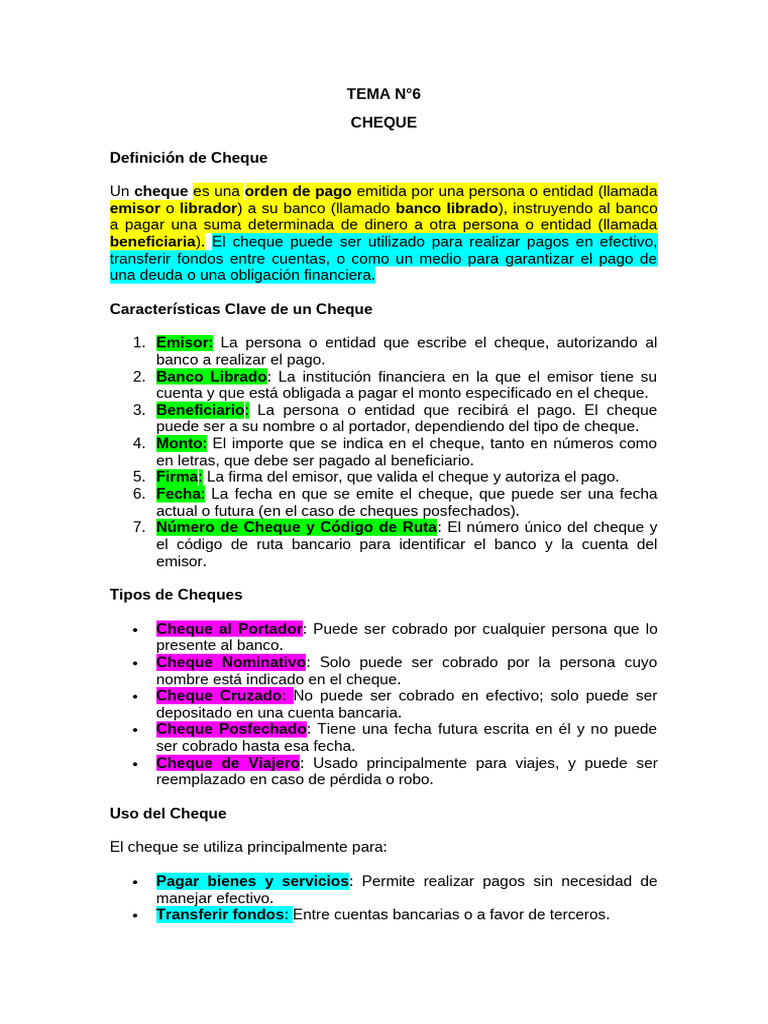 TEMA N6 CHEQUE | PDF