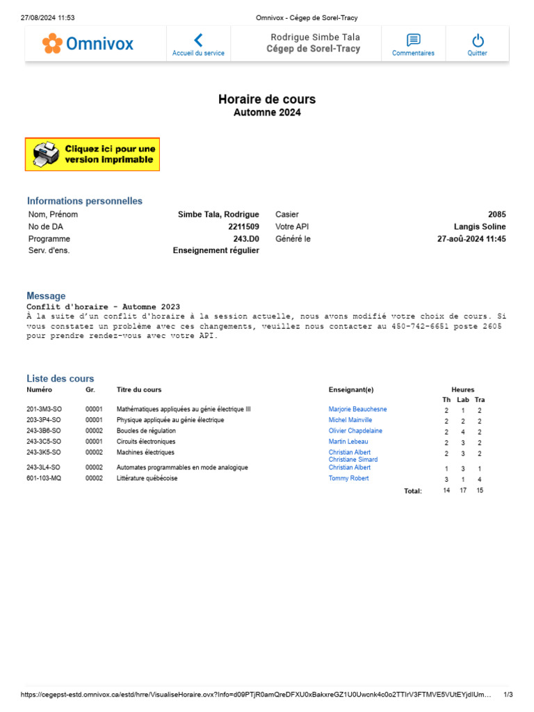 Omnivox - Cégep de Sorel-Tracy | PDF